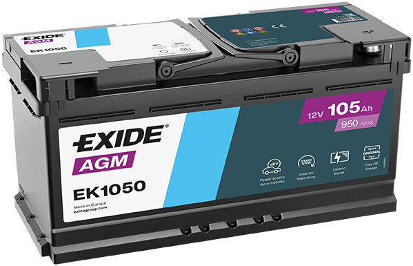 EXIDE Starter Battery AGM 12V 105Ah 950A EK1050 - ak24parts.com